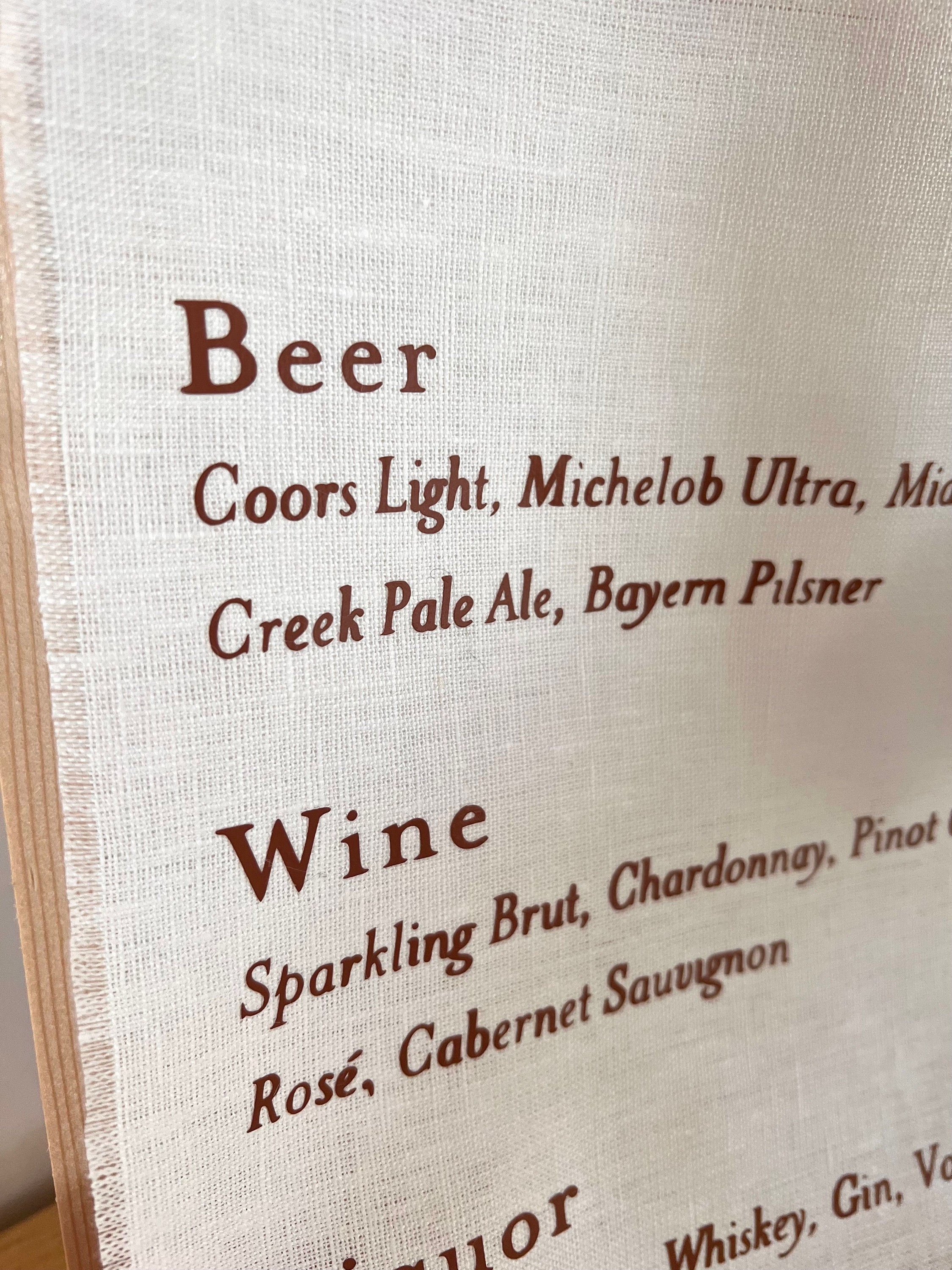 Linen Fabric Wedding Bar Sign - Etsy