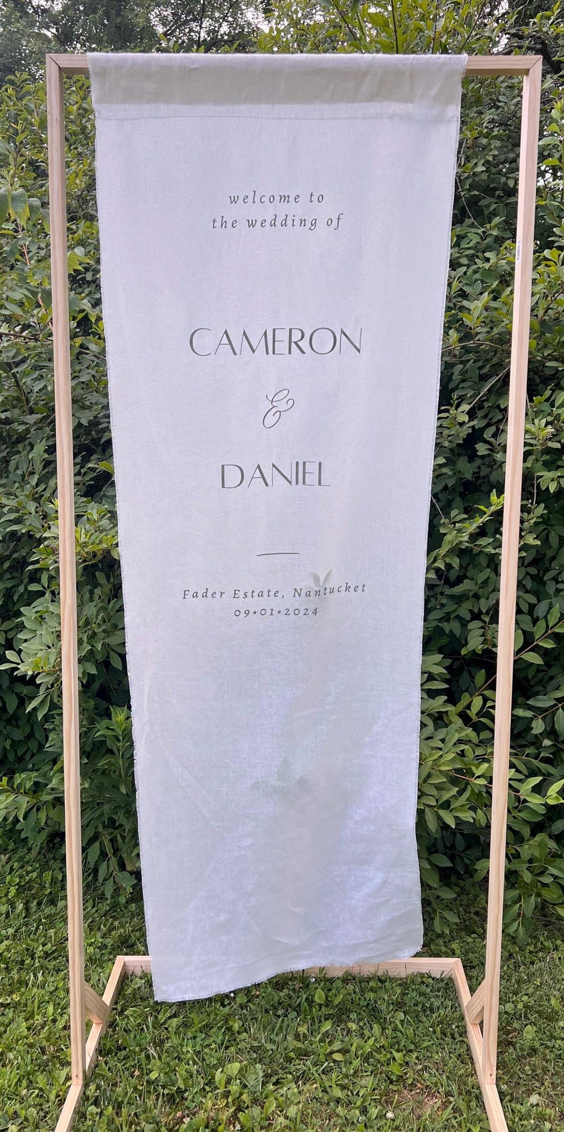 Linen Fabric Wedding Welcome Sign | Modern, Classic Customizable Design ...