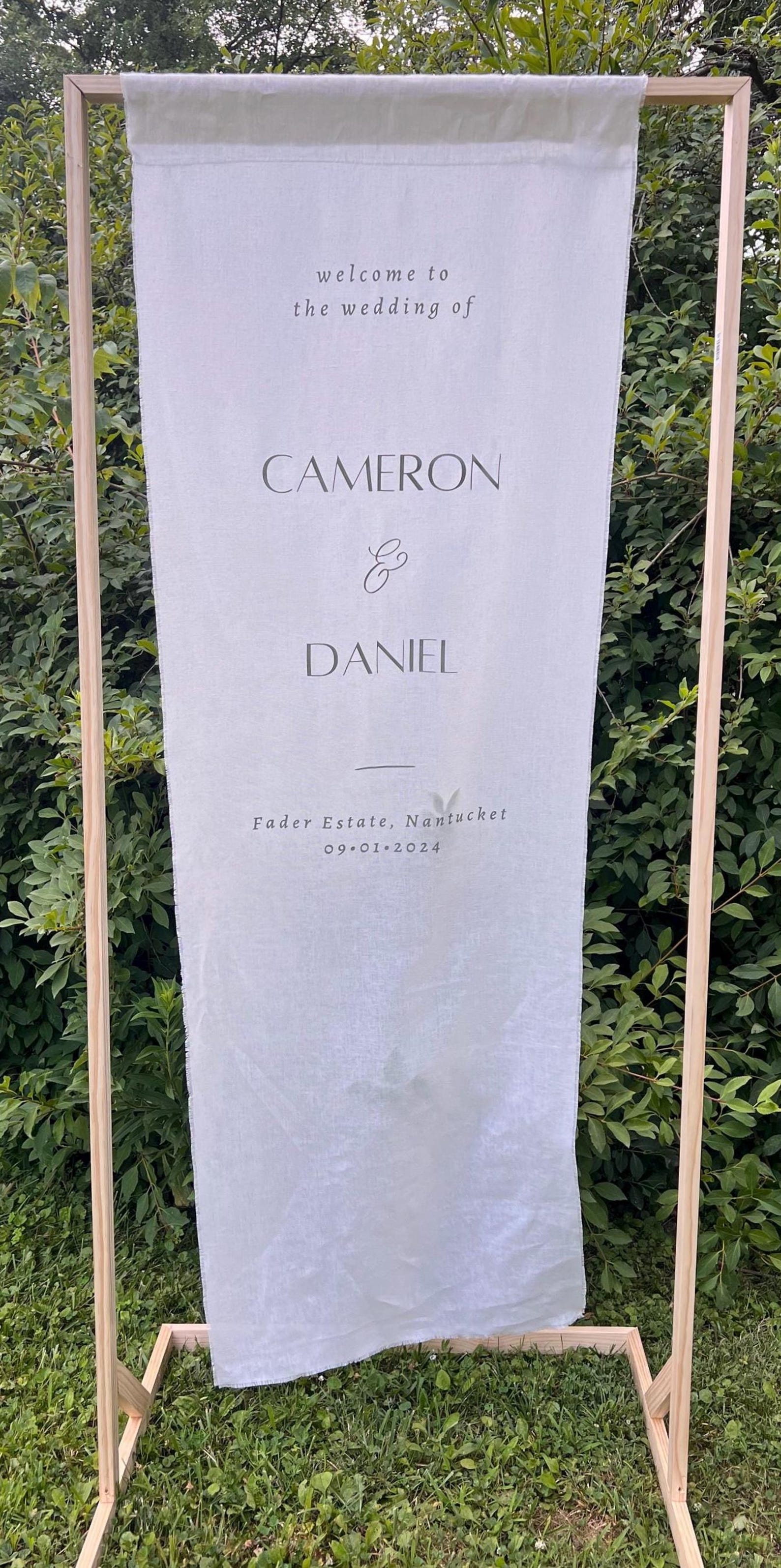 Linen Fabric Wedding Welcome Sign | Modern, Classic Customizable Design ...
