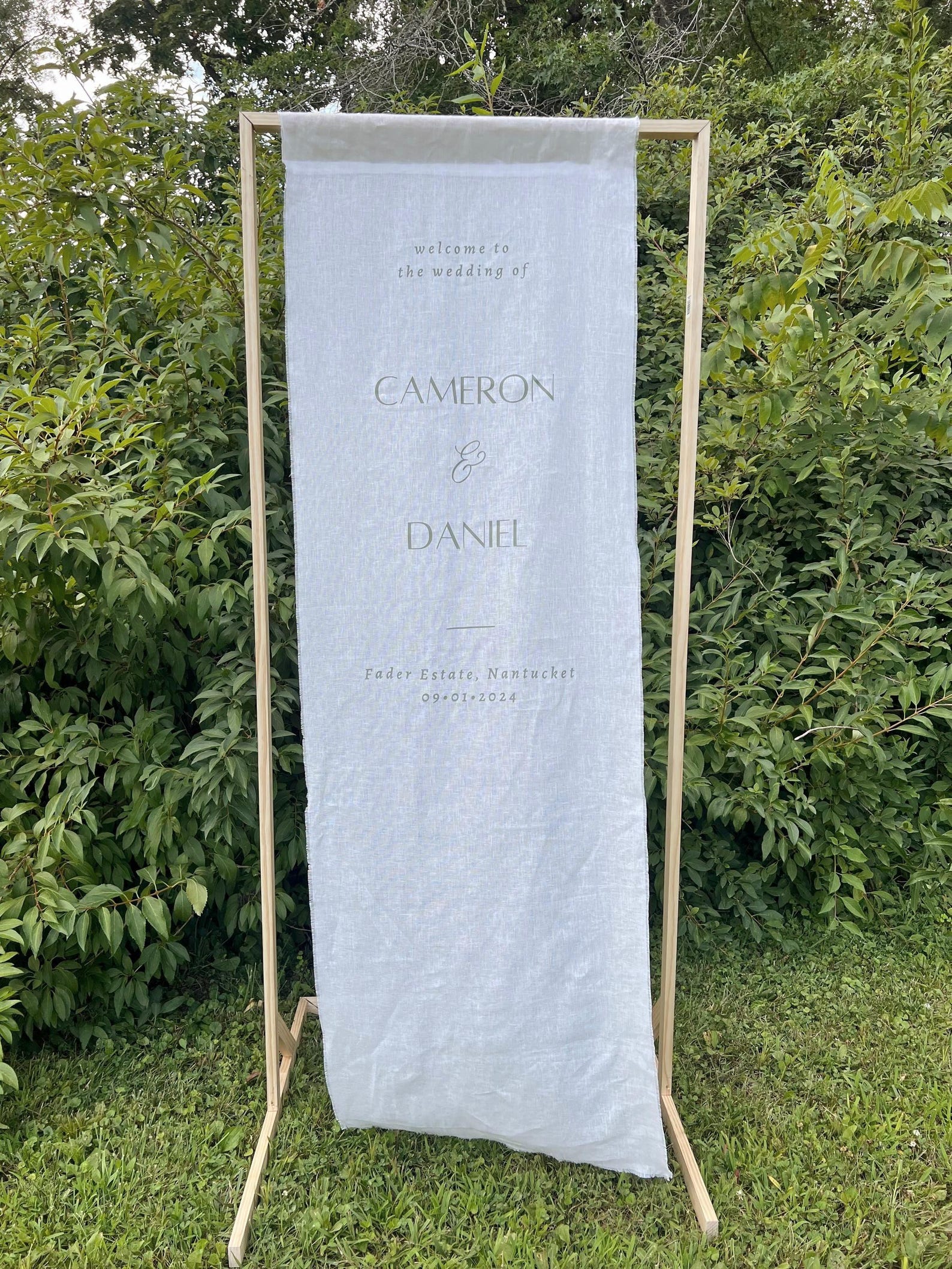 Linen Fabric Wedding Welcome Sign | Modern, Classic Customizable Design ...