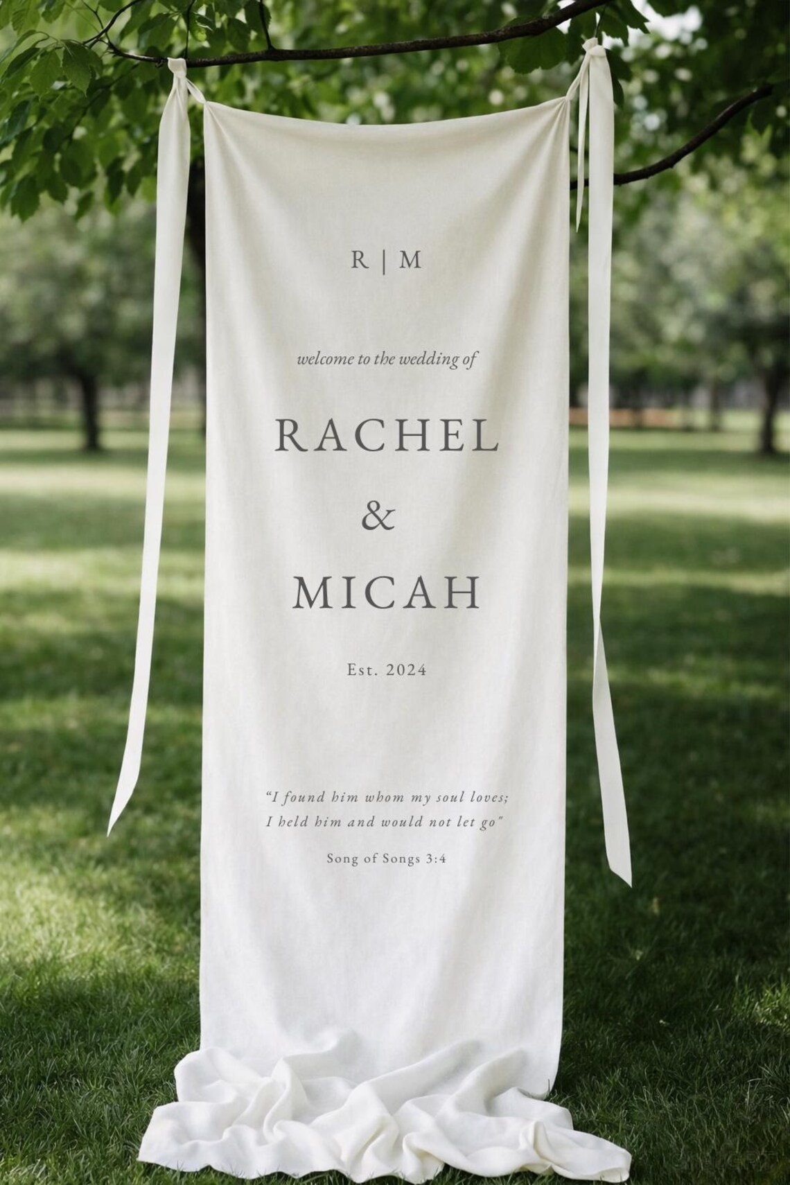 Linen Fabric Wedding Welcome Sign | Modern, Classic Customizable Design ...