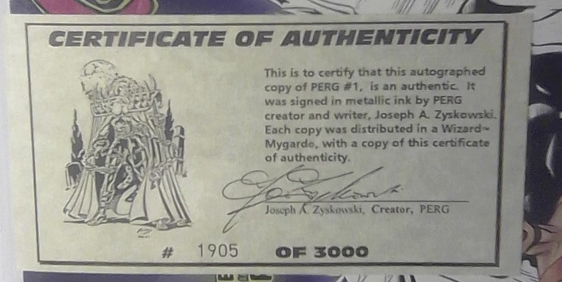 Lighting Comics PERG #1 Autographed With COA and Numbered High Grade - Etsy