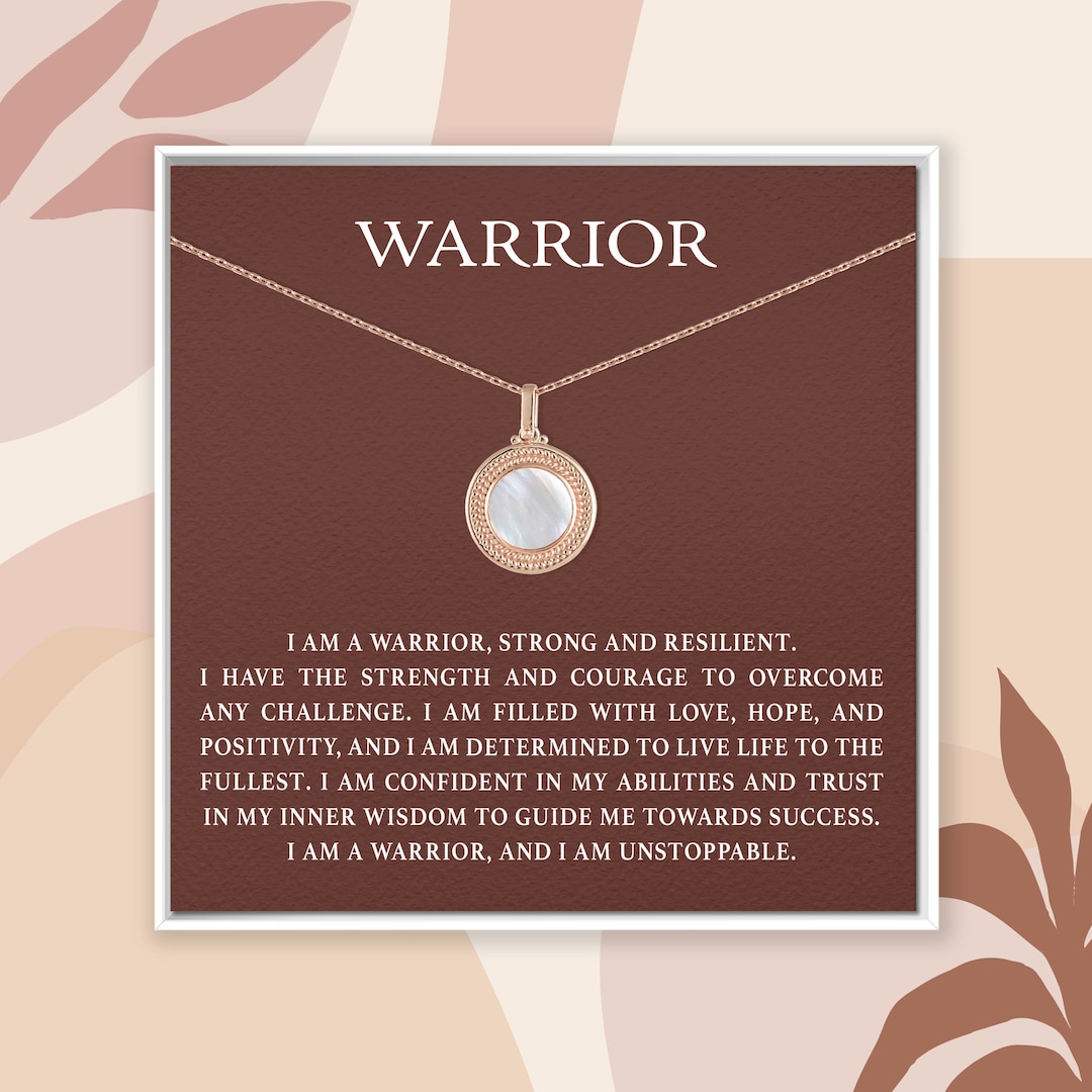 Mother of Pearl Warrior Necklace: Sterling Silver Encouragement Gift - Etsy