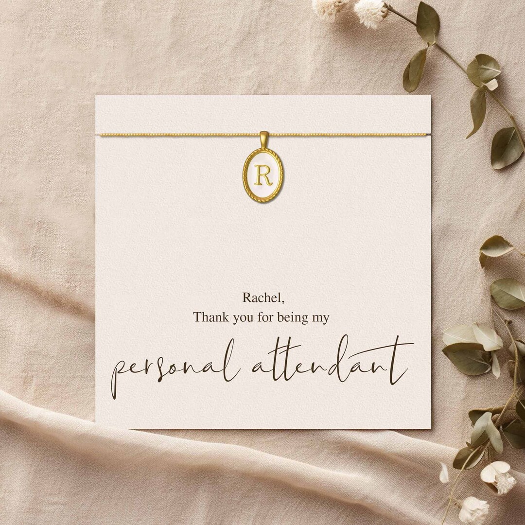 Personal Attendant Thank You Gift | Initial Necklace for Personal ...
