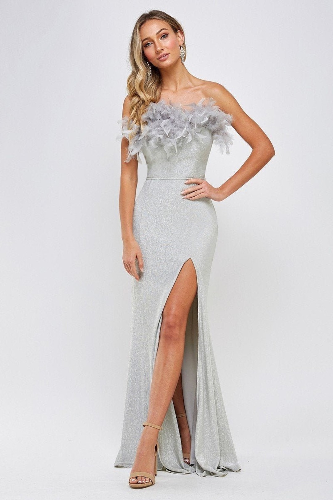 Feather Gown Feather Prom Dresses Feather Floor Length Gown - Etsy