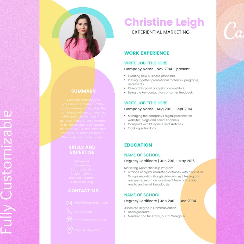 Cute Resume Template - Etsy