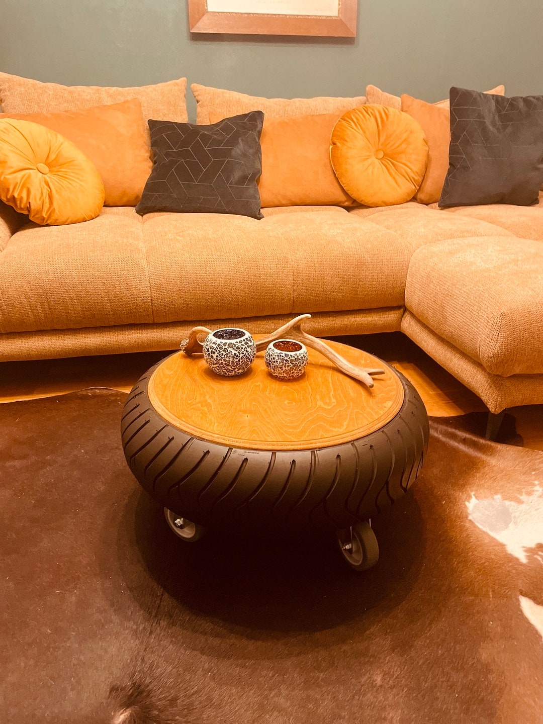 Hot Tire Coffee Table Motorcycle Side Table Loft Style Table Upcycled ...