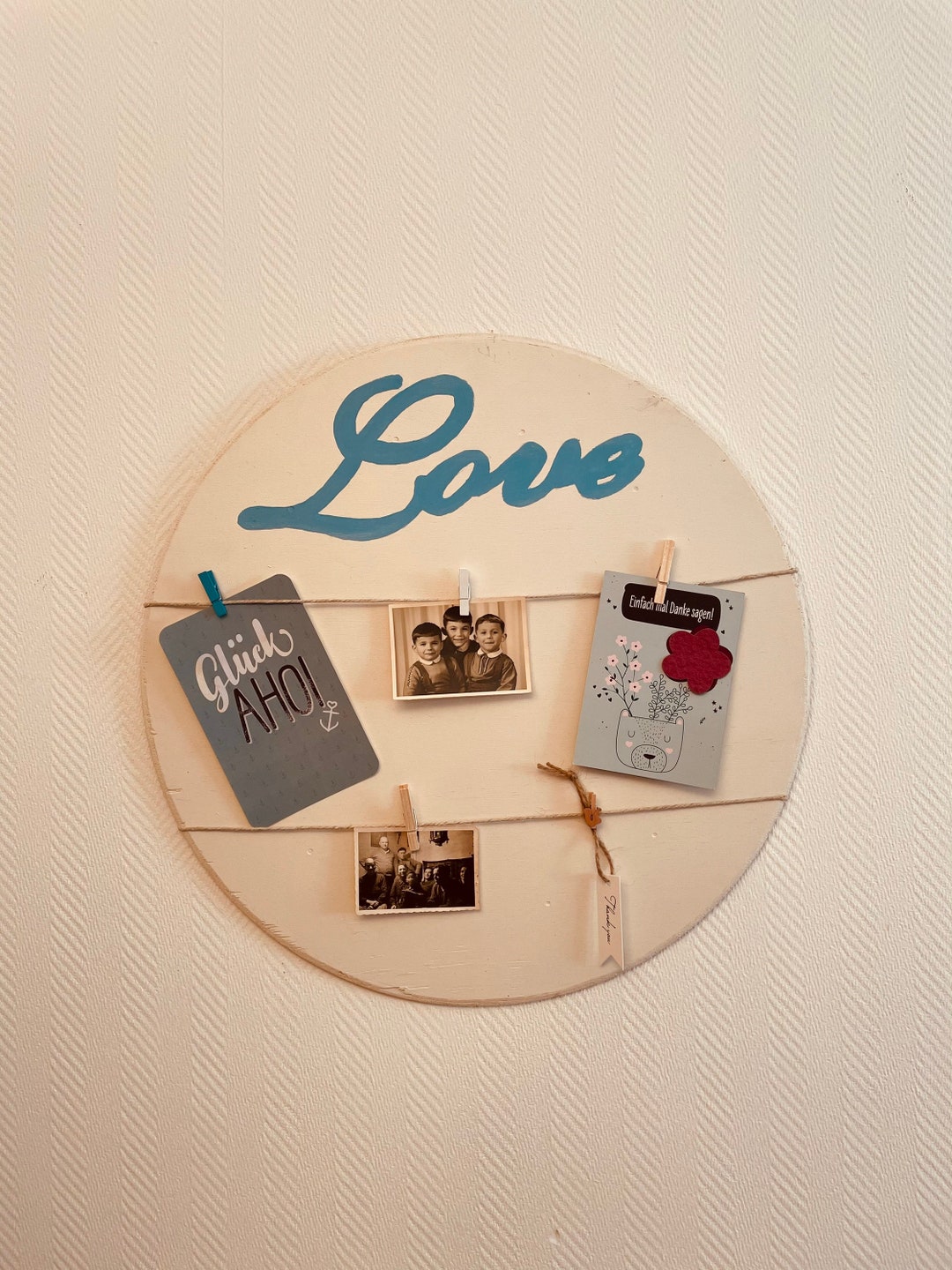 Memo Board 50 Cm Wooden Pin Board Love Turquoise Round - Etsy