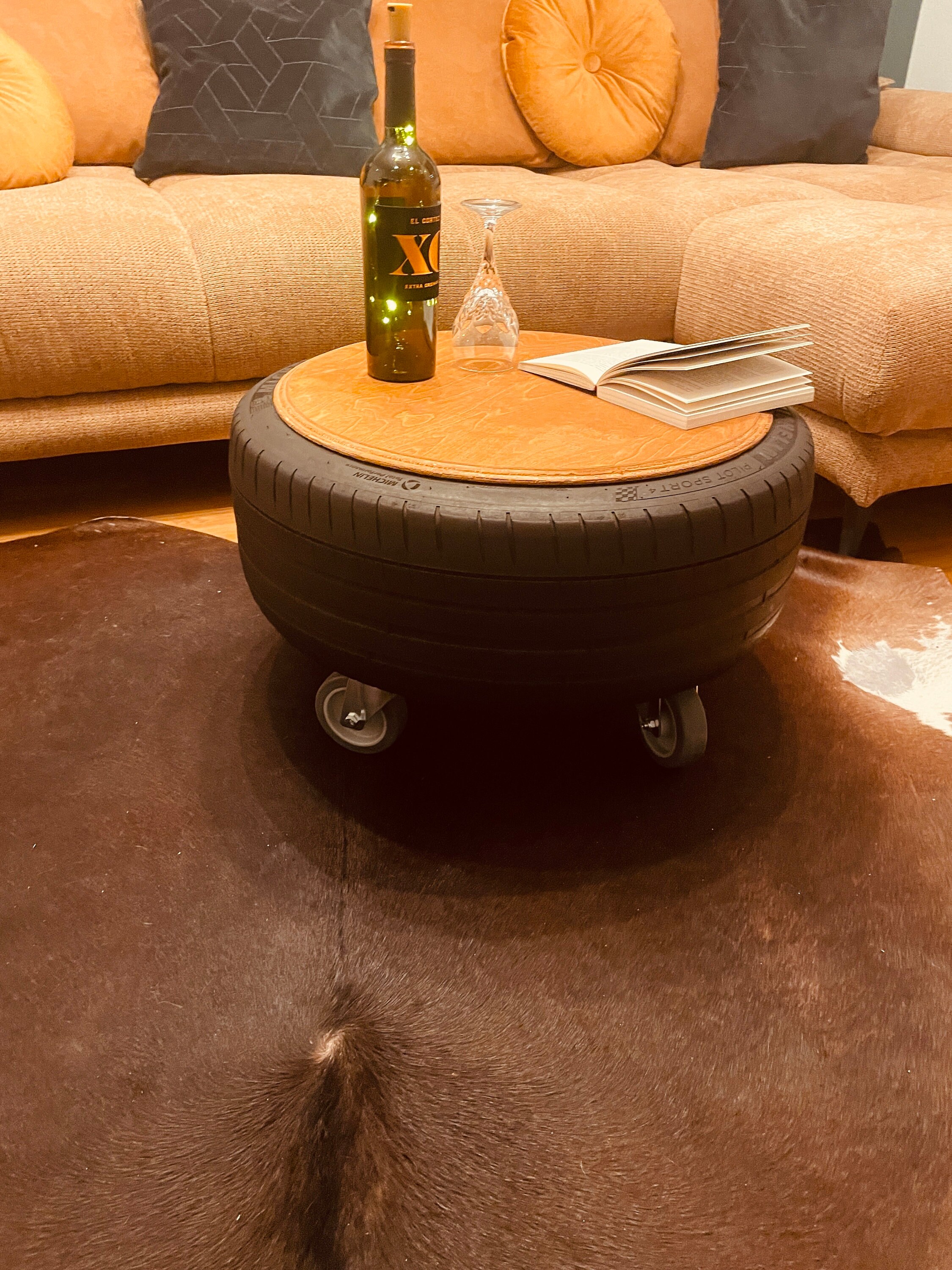 Hot Tire Coffee Table Side Table Loft Style Table Upcycling Brown ...