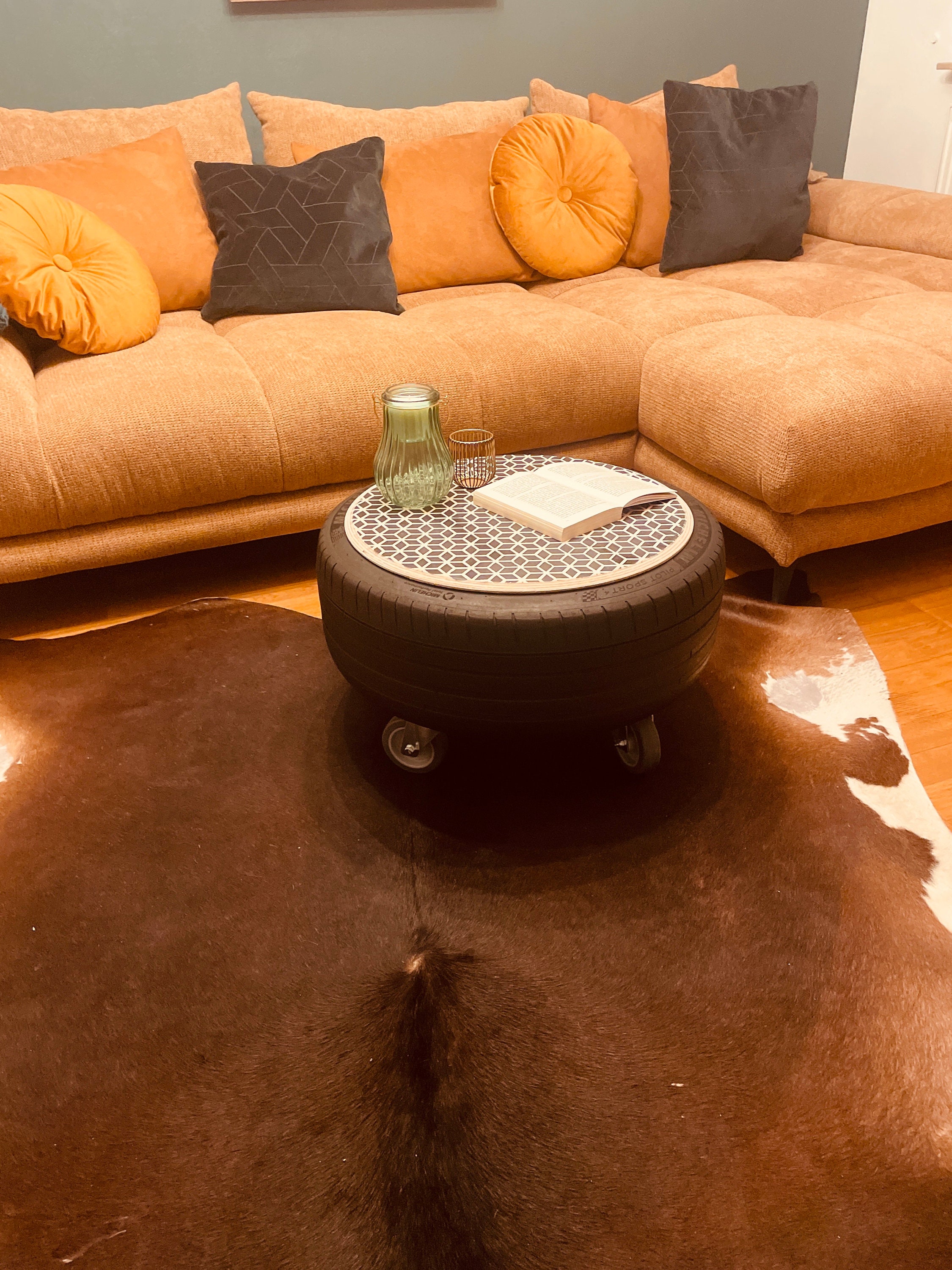 Hot Tire Coffee Table Side Table Loft Style Table Upcycling Brown ...