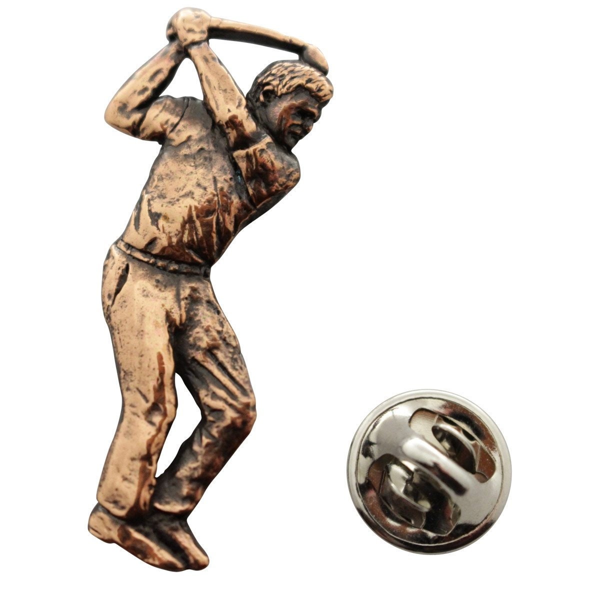 Golfer Pin Antiqued Copper Lapel Pin - Etsy