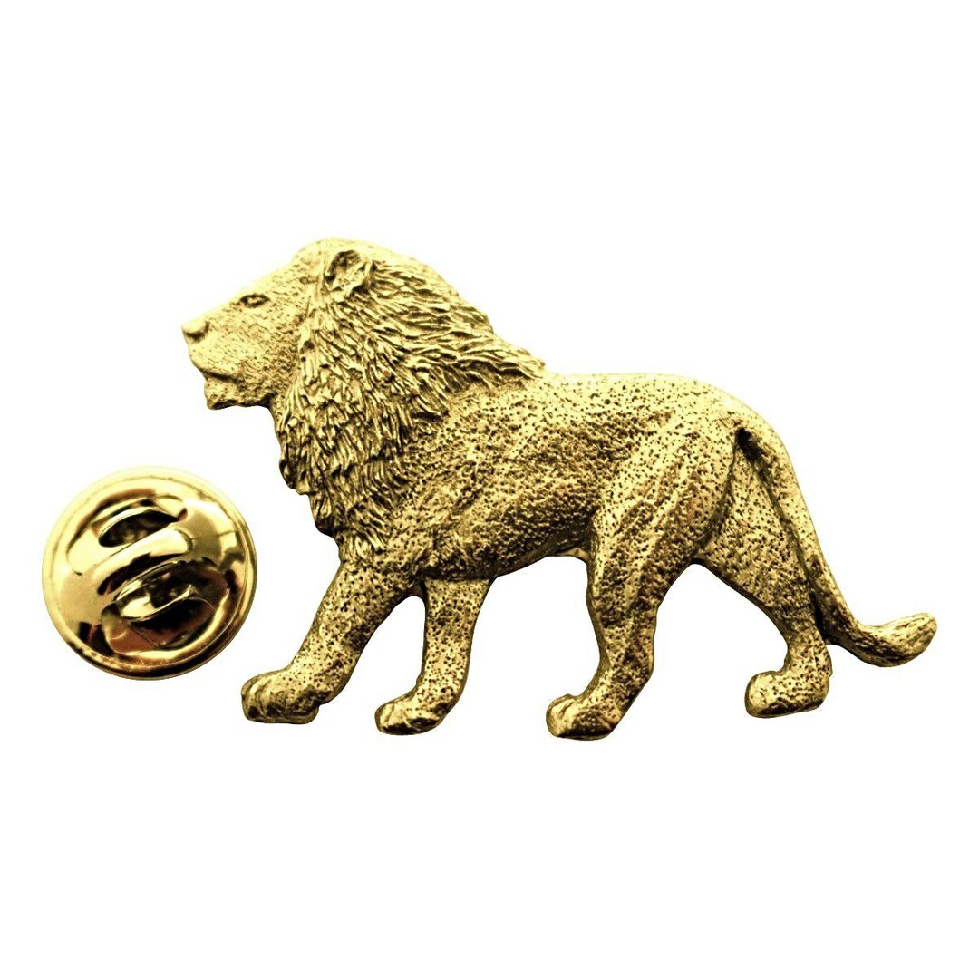 Lion Pin ~ 24K Gold ~ Lapel Pin - Etsy