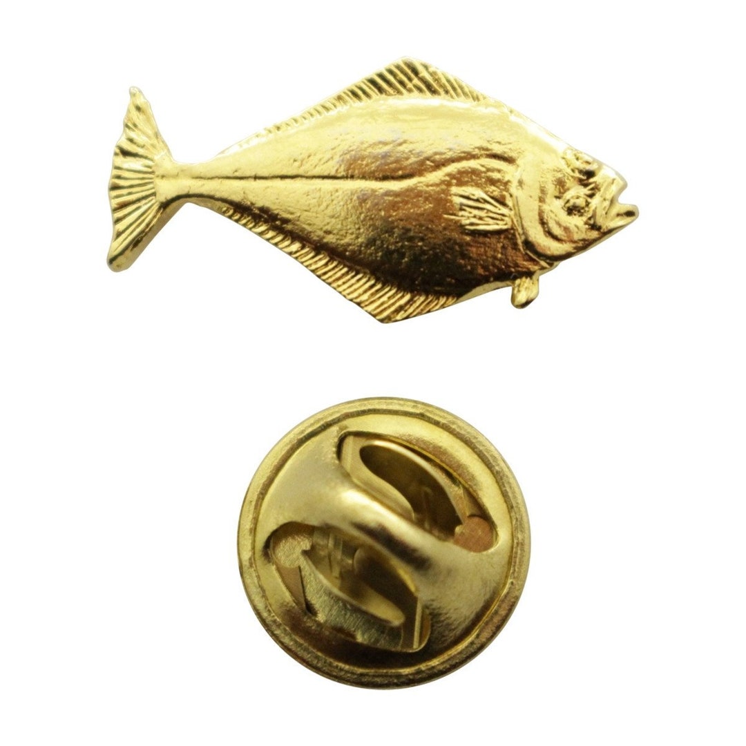 Halibut Mini Pin ~ 24K Gold ~ Miniature Lapel Pin - Etsy