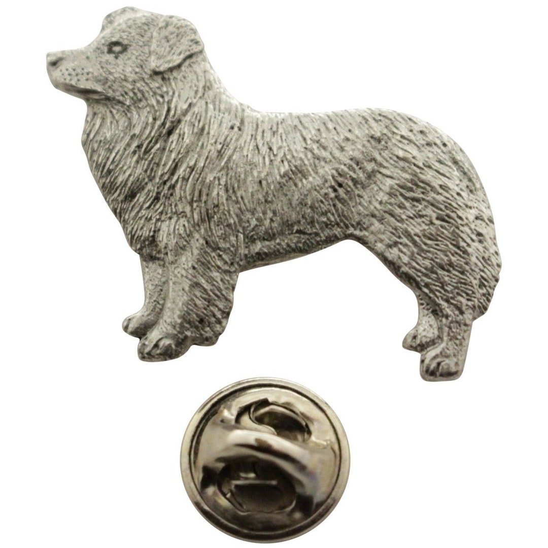 Border Collie Pin Antiqued Pewter Lapel Pin - Etsy