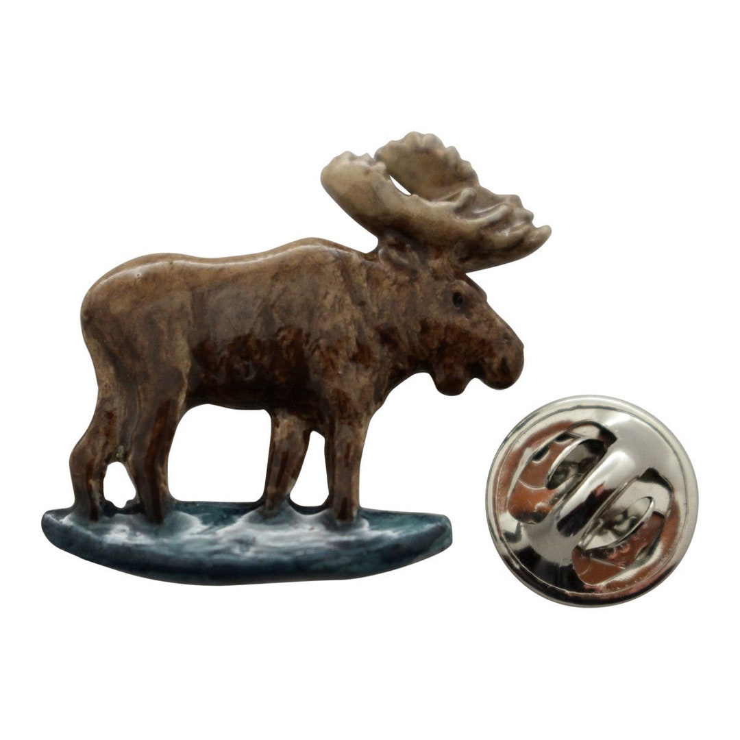 Moose Standing Pin Hand Painted Lapel Pin - Etsy