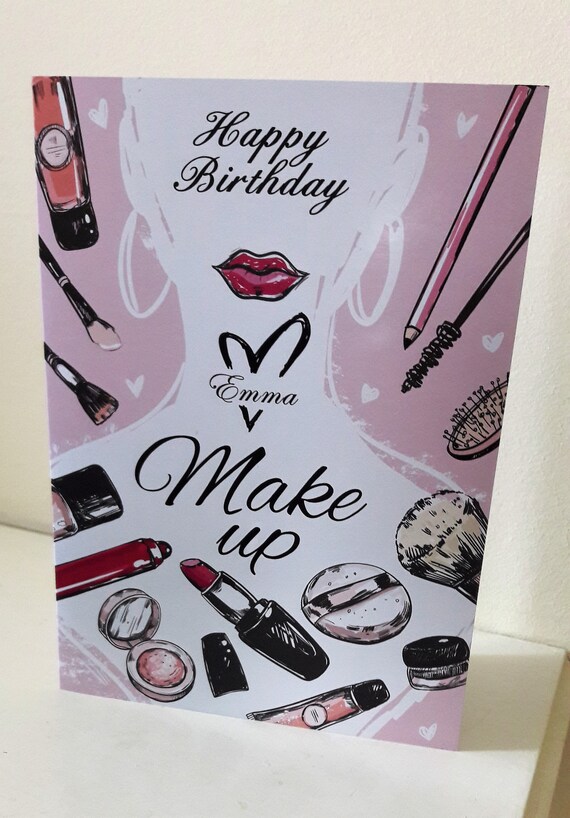 Paper Personalised Girly Makeup and Beauty Birthday Card With Envelope ...