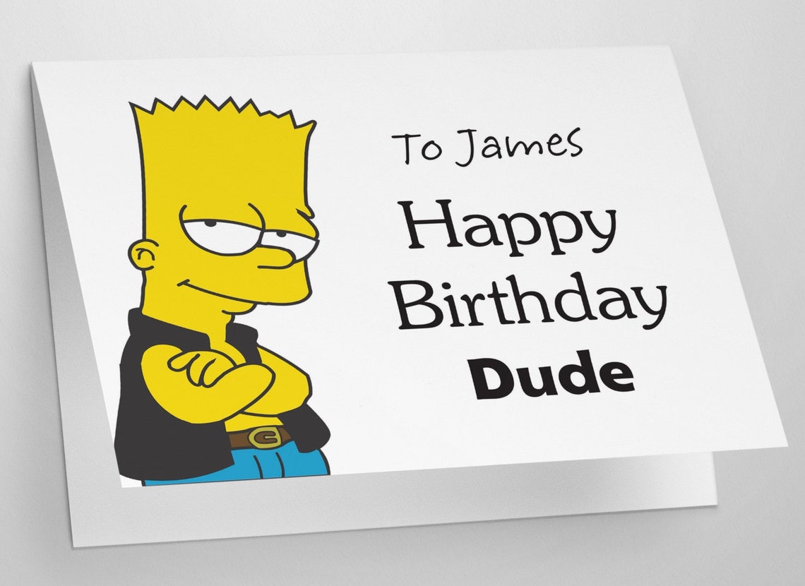 Bart Simpson Birthday Card Personalised 3 Versions to choose | Etsy