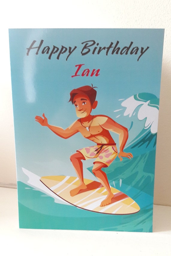 Greeting Cards Paper & Party Supplies Personalised Surfer Birthday Card ...