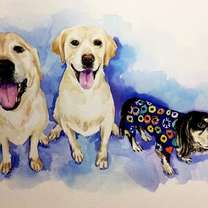 Memorial Pet Portrait, MULTIPLE Dog Portrait, Custom Dog Portrait, Dog ...