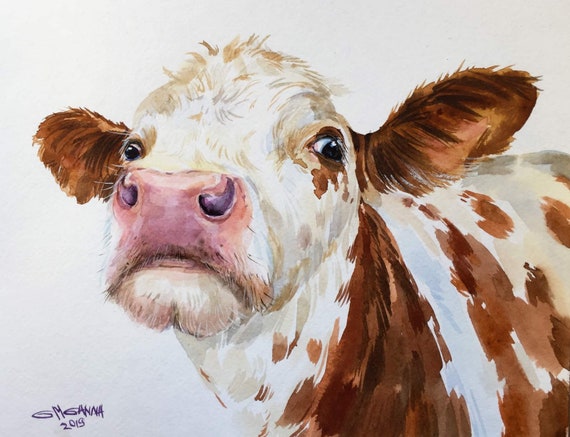 Custom Cow Portrait Cow Painting Custom Calf Portrait - Etsy