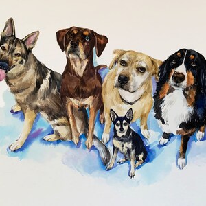 Multiple Pet Portraits, Custom Dog Portraits, Custom Pet Portraits ...