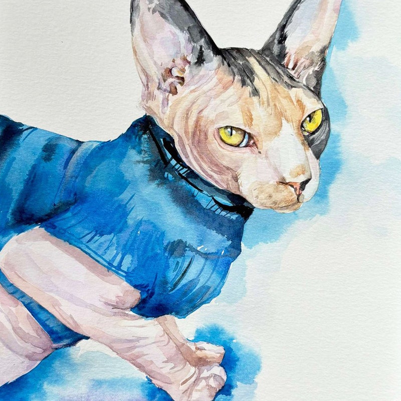 Sphynx Cat Art - Etsy