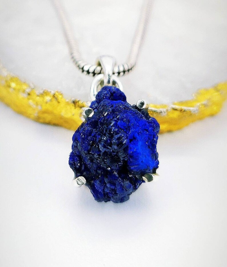 Raw Azurite Pendant Russian Blue Azurite 925 Sterling Silver - Etsy