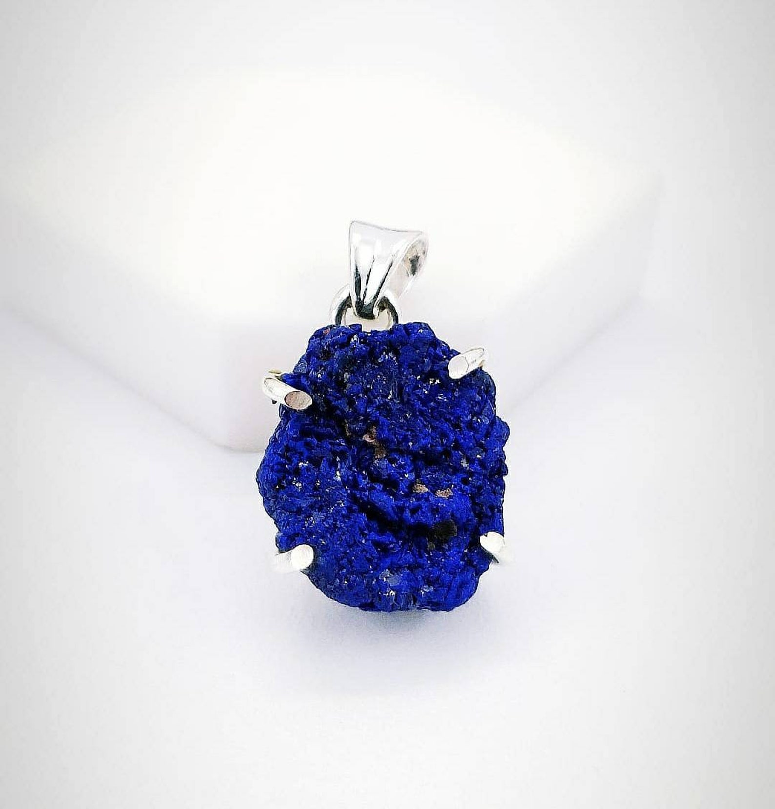 Raw Azurite Pendant Russian Blue Azurite 925 Sterling Silver | Etsy