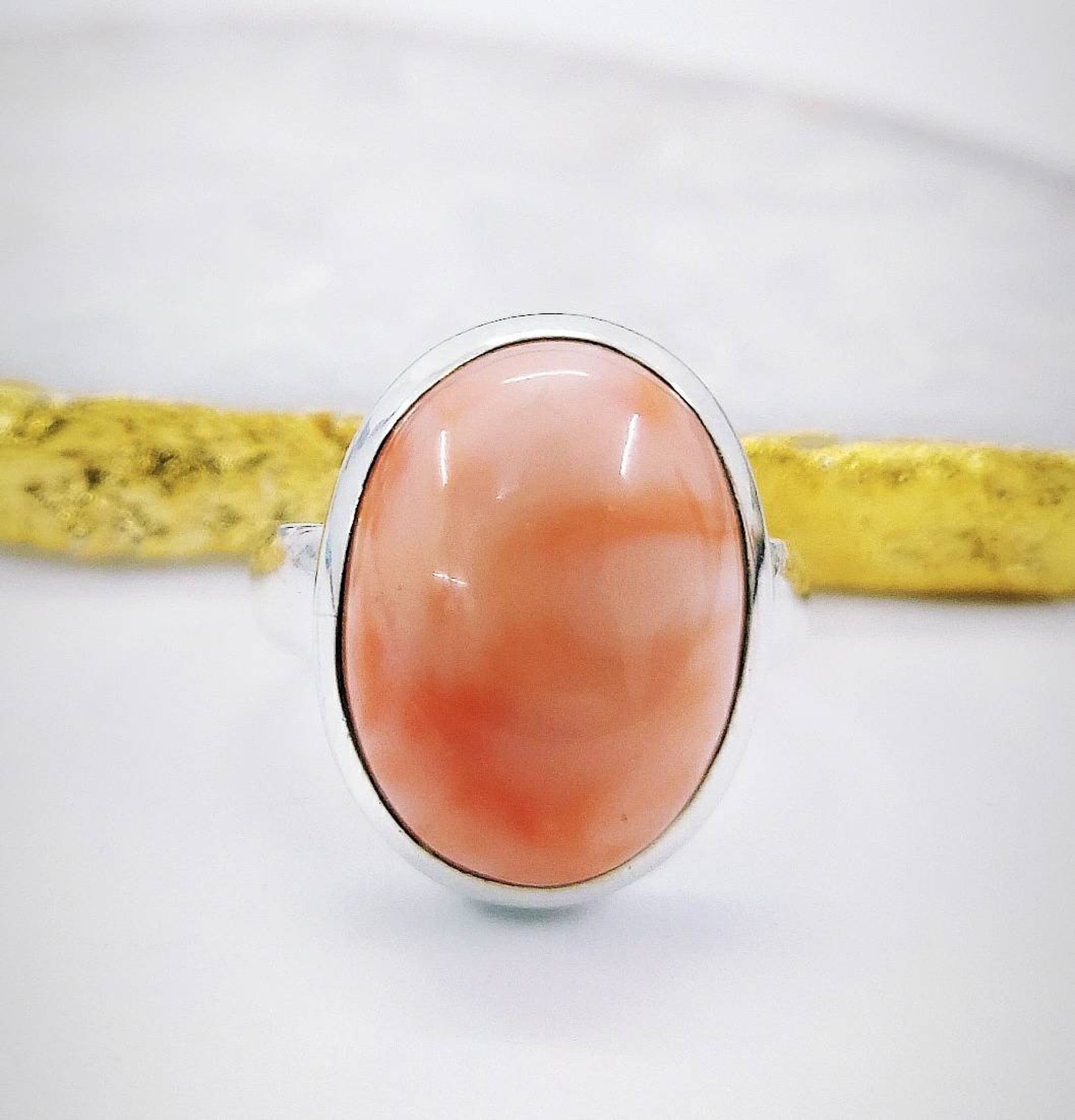 Coral Ring 925 Sterling Silver Ring Taiwan Pink Coral Ring - Etsy
