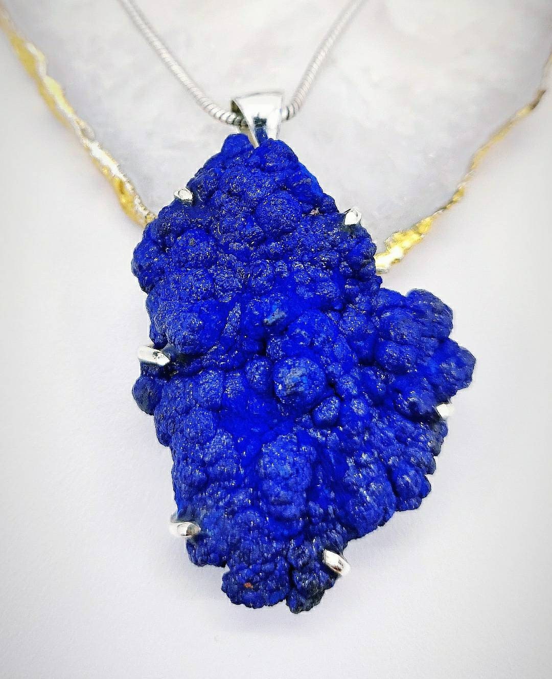 Raw Azurite Pendant Russian Blue Azurite 925 Sterling Silver - Etsy