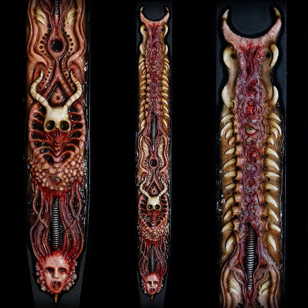 Latex/leather GUITAR STRAPS Gory Hellish Mutation Hand Painted ...