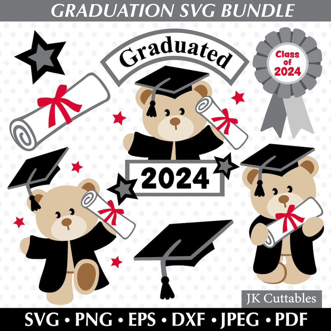 Graduation Bear Svg Set, Graduation Clipart, Graduation Cap Svg ...