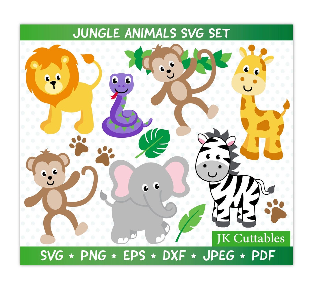 Jungle Animals SVG, Safari SVG, Giraffe Svg, Lion Svg, Elephant Svg ...