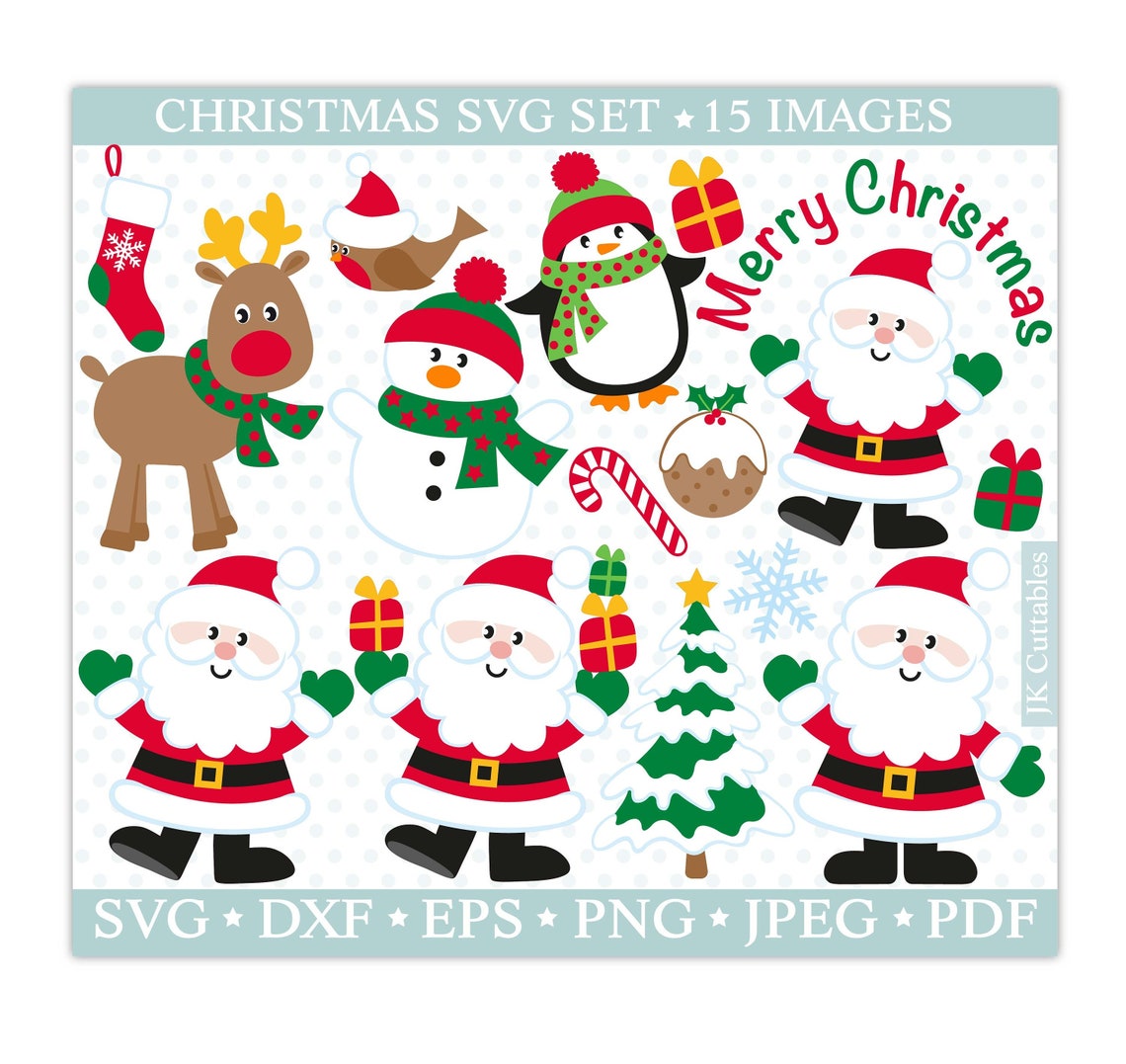 Christmas Santa SVG Bundle, Rudolph Penguin Snowman Robin Christmas ...