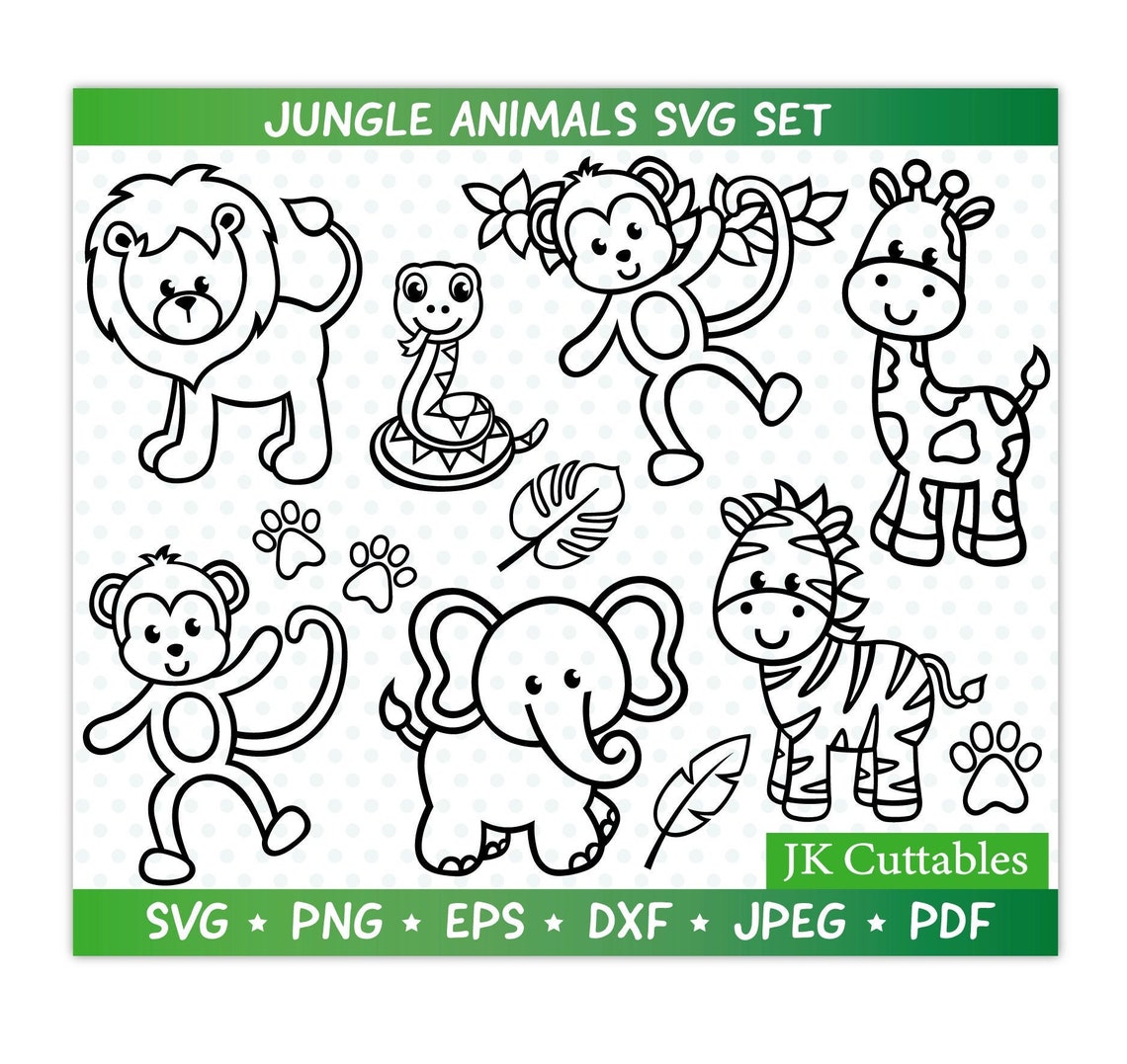 Jungle Animals SVG Bundle Safari Animals Clipart Giraffe - Etsy
