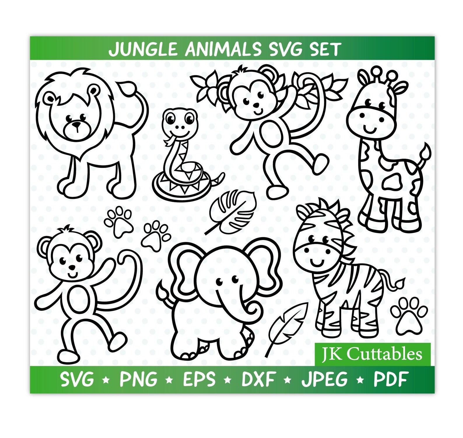 Jungle Animals SVG Bundle Safari Animals Clipart Giraffe - Etsy