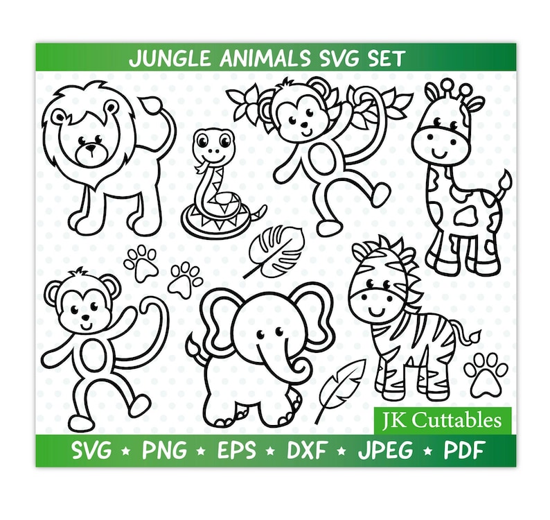 Jungle Animals SVG Bundle Safari Animals Clipart Giraffe - Etsy
