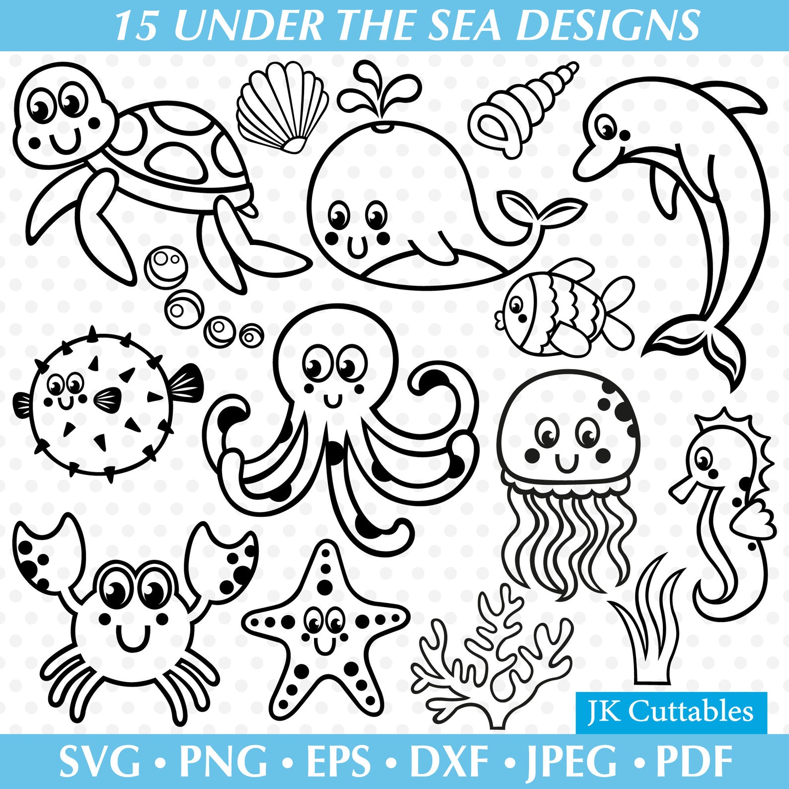 Under the Sea SVG Bundle, Ocean Animals SVG, Turtle Svg, Whale Svg ...