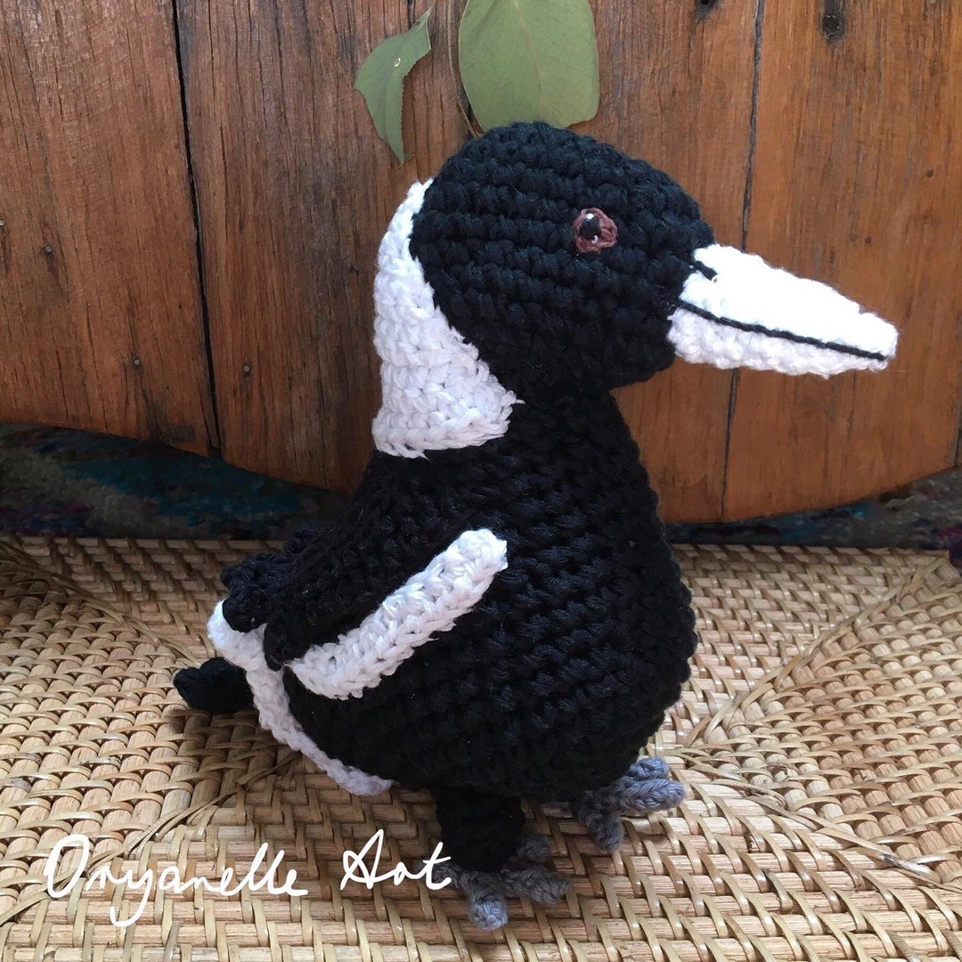 Australian Magpie Hand Crochet Bird Toy Freestyle Design - Etsy