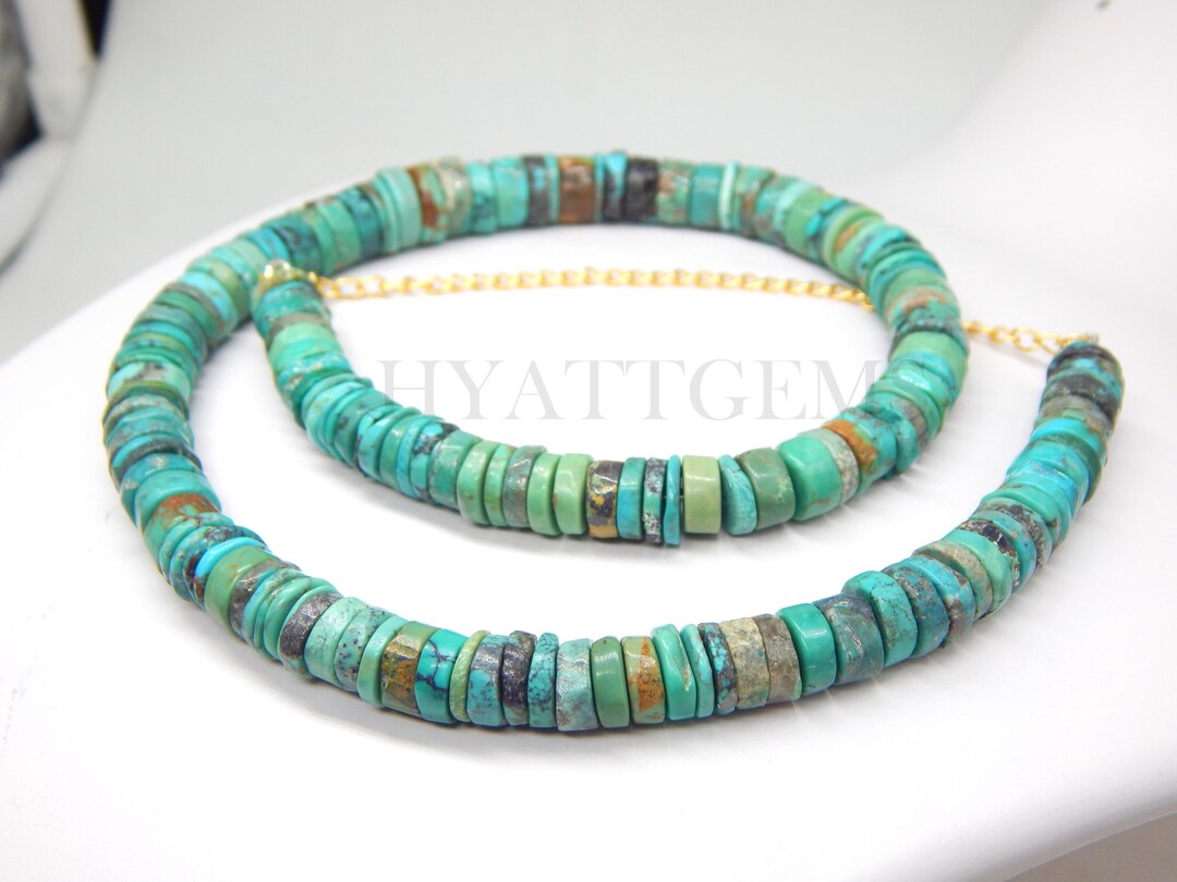 16 Inches Arizona Turquoise Tyre Beads Necklace Natural Turquoise 6mm ...