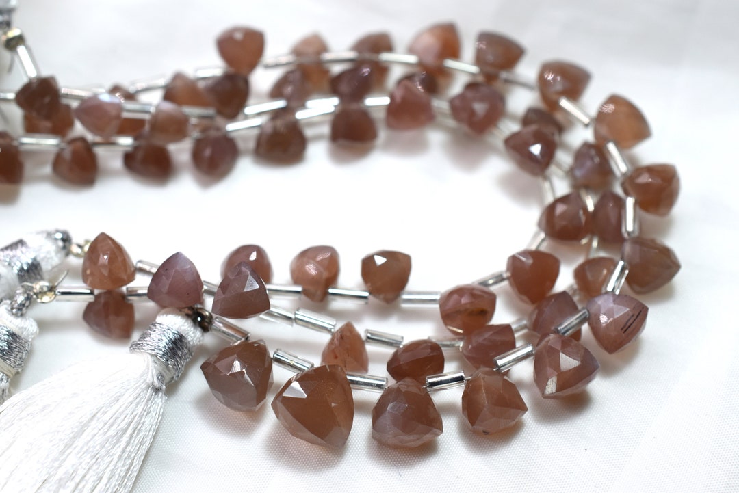 7 Inches Faceted Chocolate Moonstone 3D Triangle Beads Natural ...