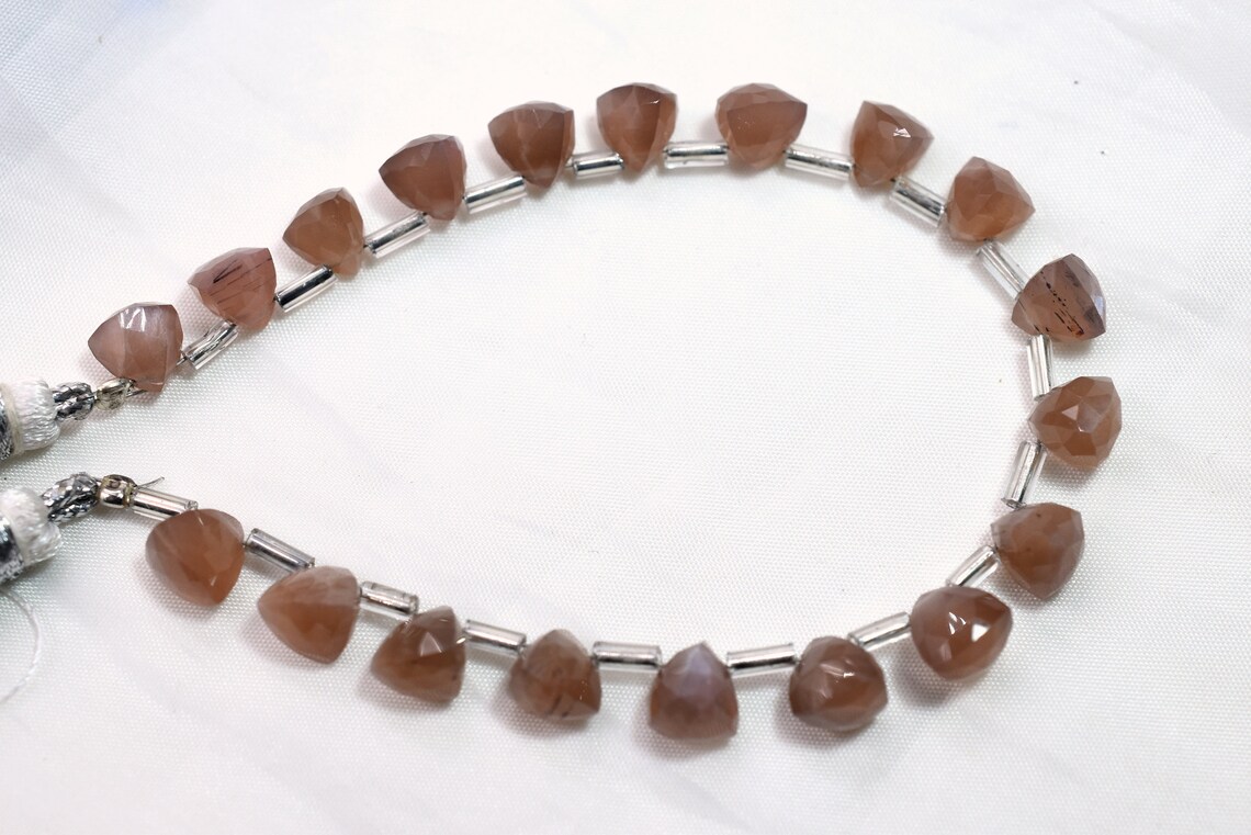 7 Inches Faceted Chocolate Moonstone 3D Triangle Beads Natural | Etsy