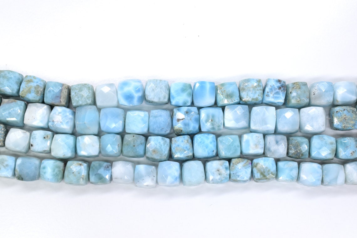 10 Inches Faceted Larimar Cube Beads Natural Larimar Gemstone - Etsy