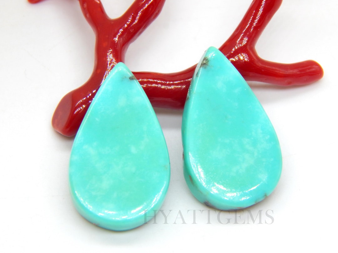 Arizona Turquoise Pear Briolette Beads Natural Gemstone Pair (12x21 Mm ...