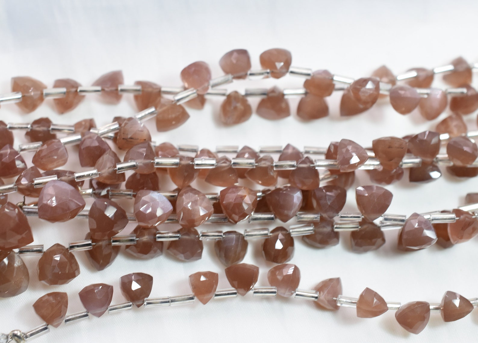7 Inches Faceted Chocolate Moonstone 3D Triangle Beads Natural | Etsy