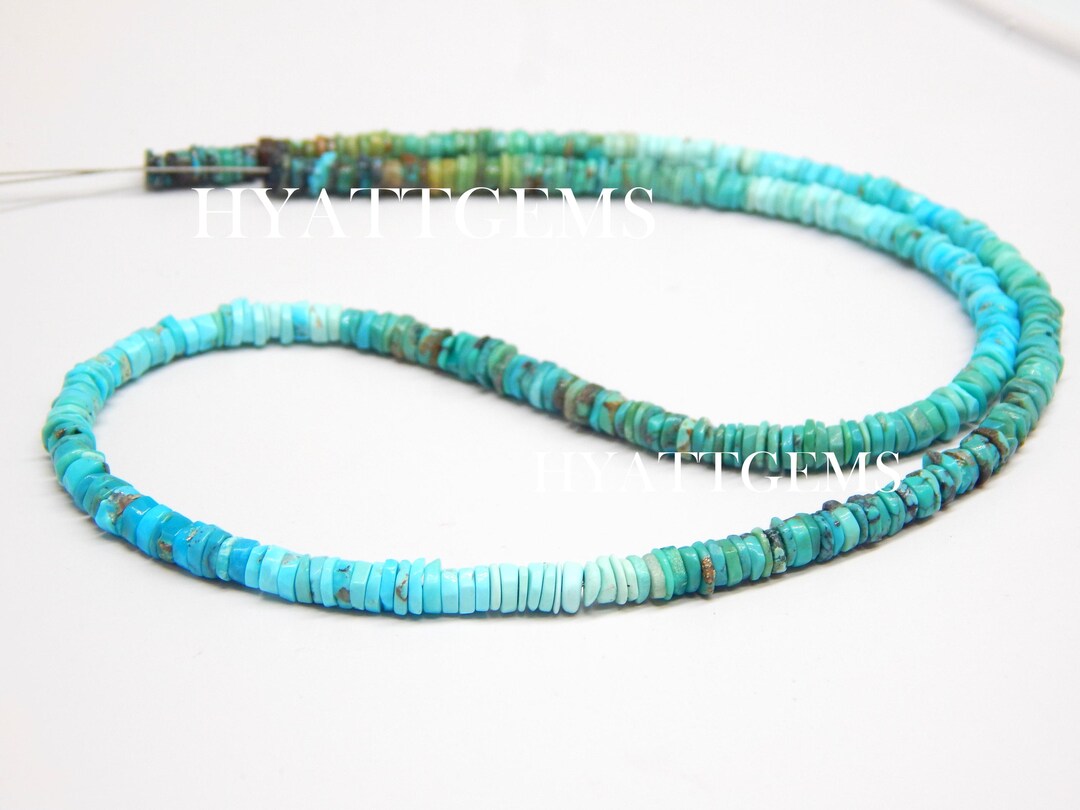 16 Inches Arizona Turquoise Tyre Beads Necklace Natural Turquoise ...