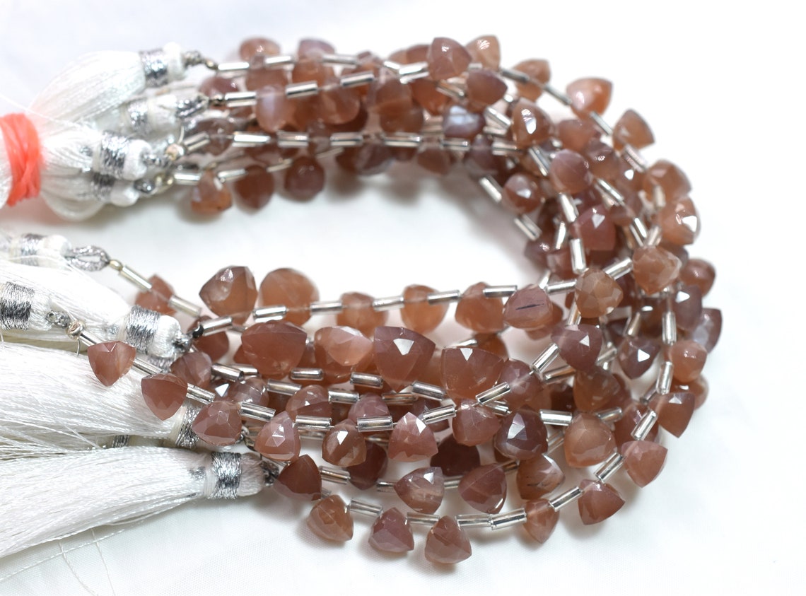 7 Inches Faceted Chocolate Moonstone 3D Triangle Beads Natural | Etsy