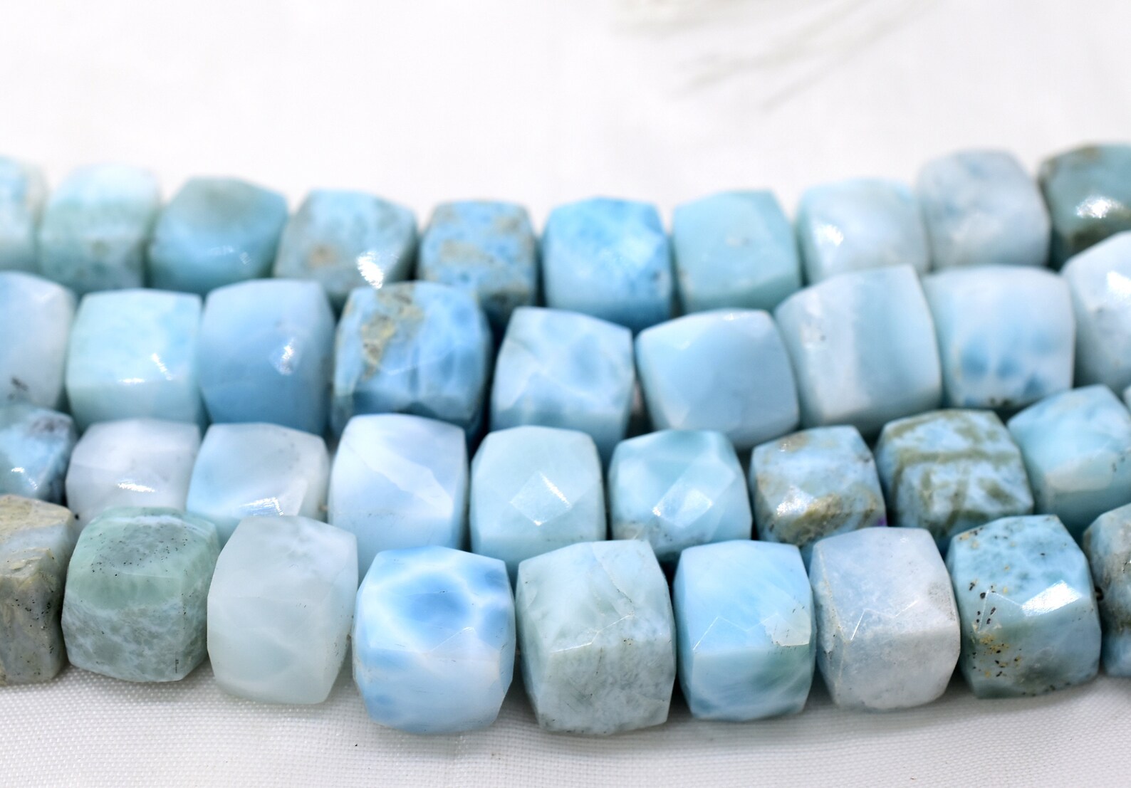 10 Inches Faceted Larimar Cube Beads Natural Larimar Gemstone - Etsy