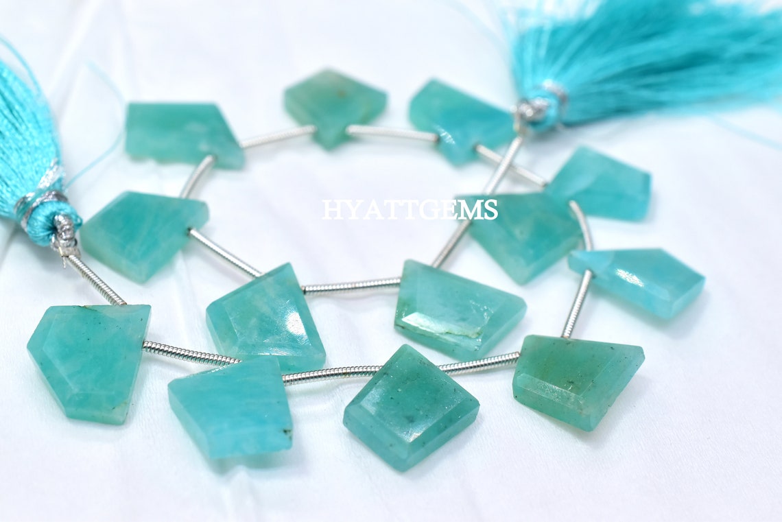 8 Inches Faceted Amazonite Fancy Beads Natural Amazonite - Etsy
