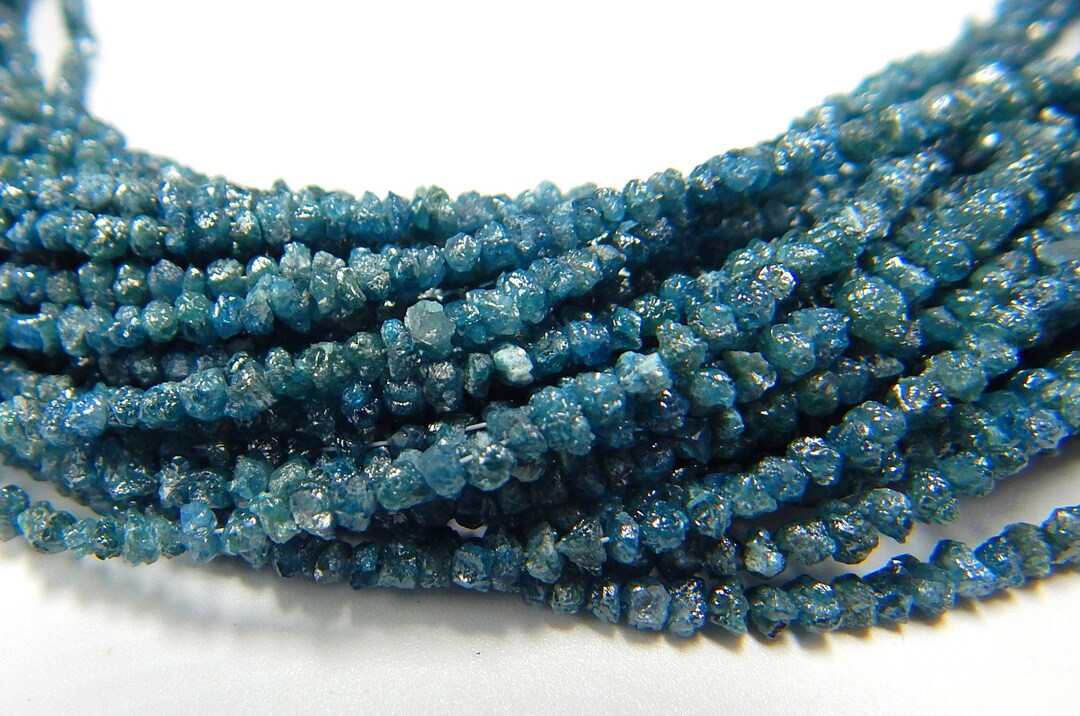 16" Blue Diamond Rough Beads Natural Raw Gemstone Strand - Etsy